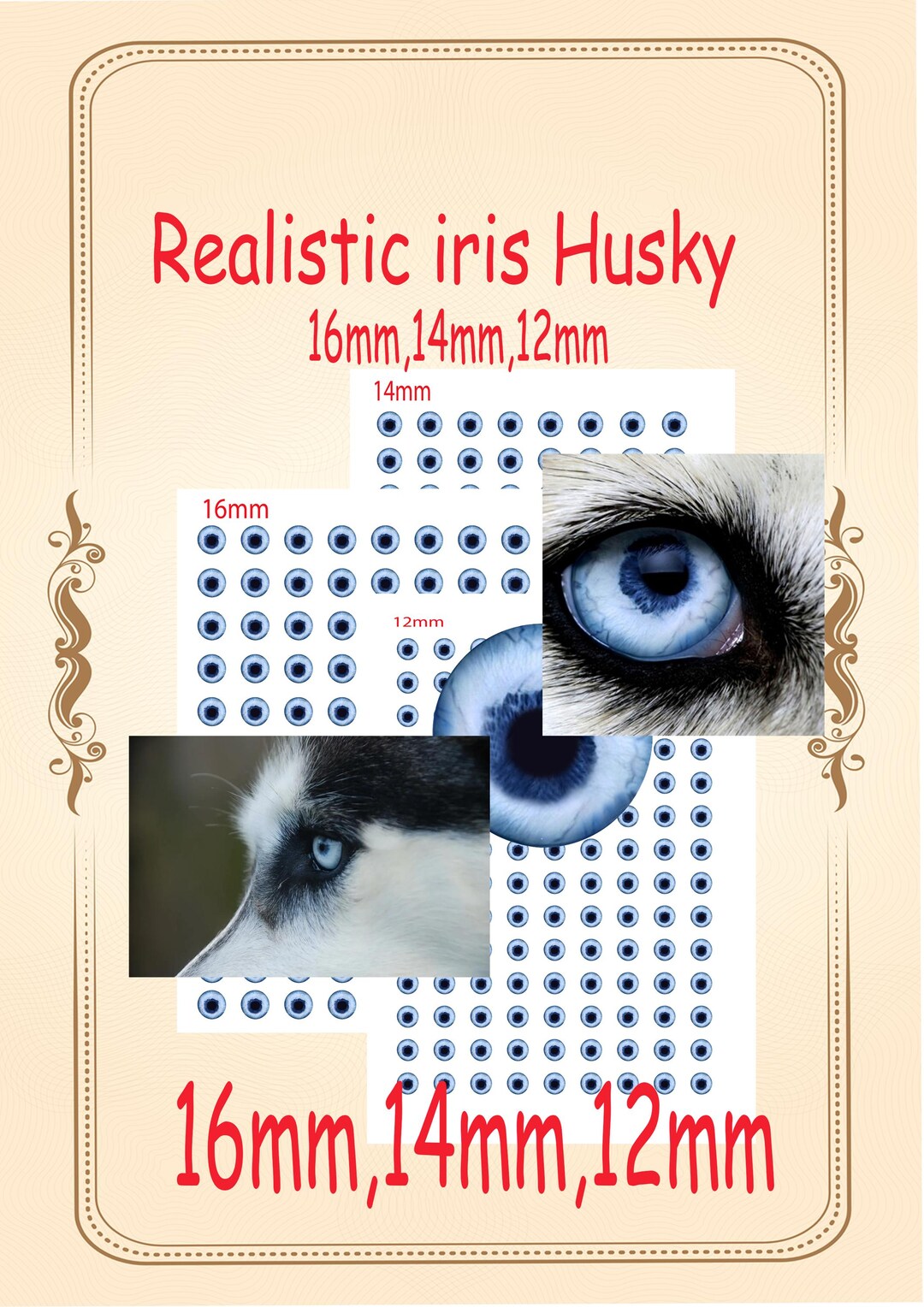 Realistic Husky Aussie Wolf Eyes Blue Iris – Printable Animal Eye ...