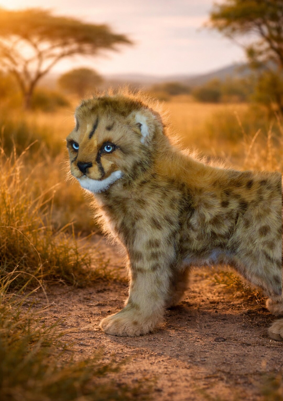 Realistic Cheetah Cub Plush 40cm Soft Fluffy Baby Cheetah OOAK Handmade ...