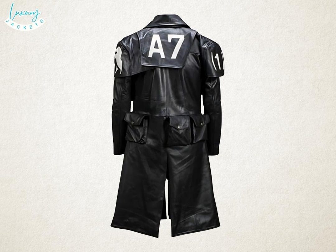 Premium Fallout NCR Ranger A7 Duster Coat – Men’s Black Leather Veteran ...