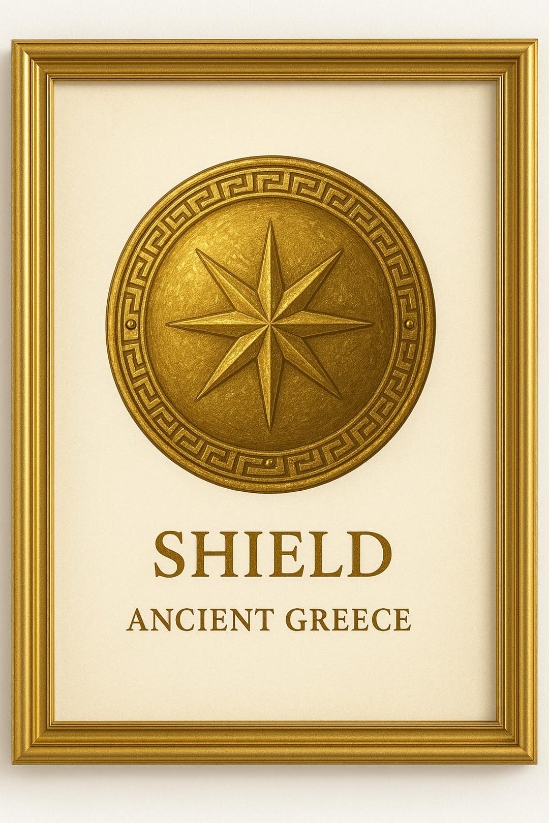 Ancient Greece Shield Printable Wall Art – Gold and Beige Greek Warrior ...