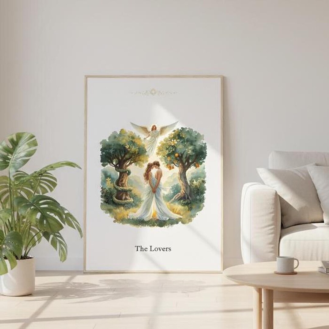 The Lovers Tarot Poster: Union, Harmony & Divine Connection – Wooden ...