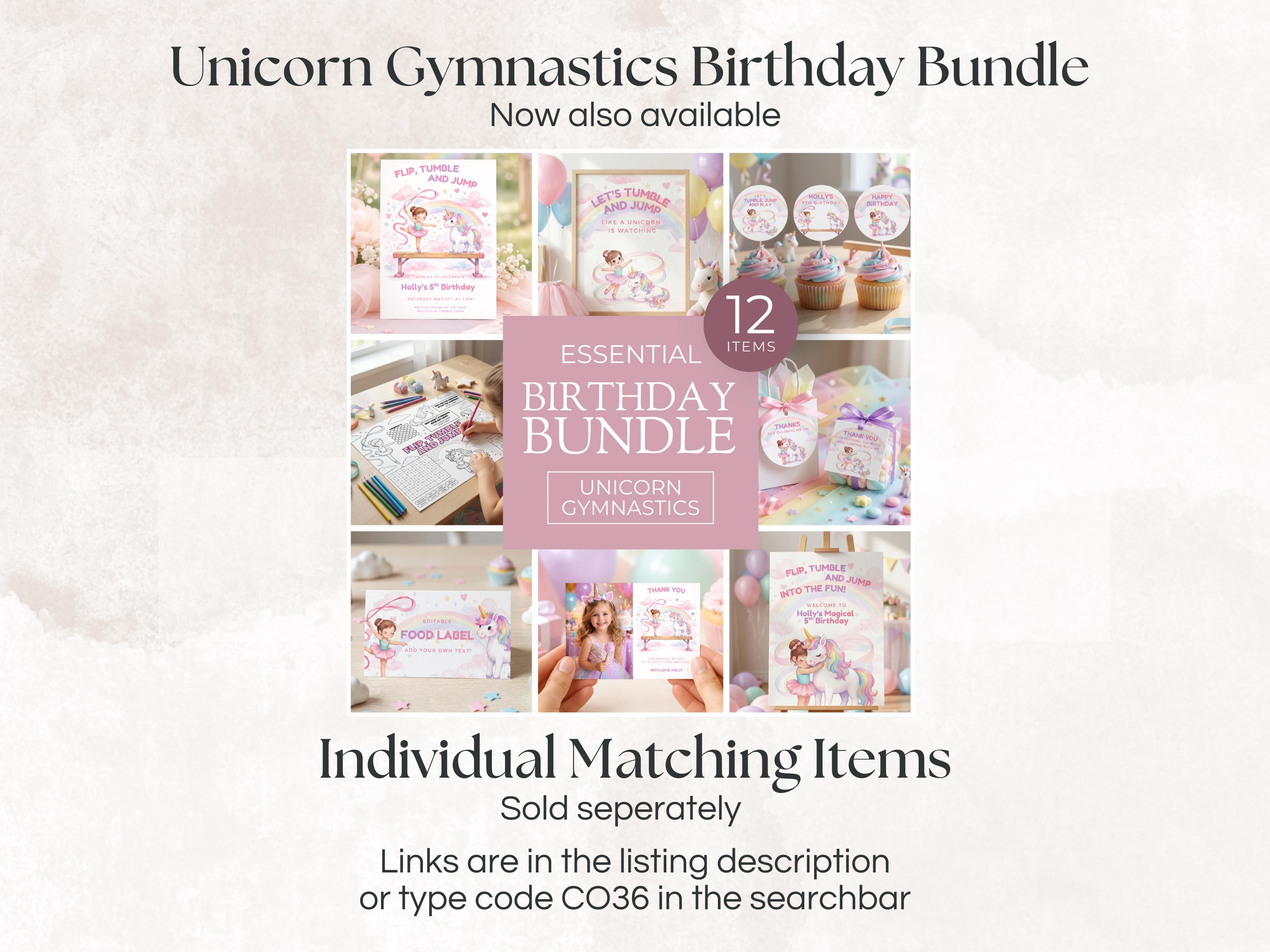 Unicorn Gymnastics Birthday Welcome Sign, Flip Tumble Jump Party Sign ...