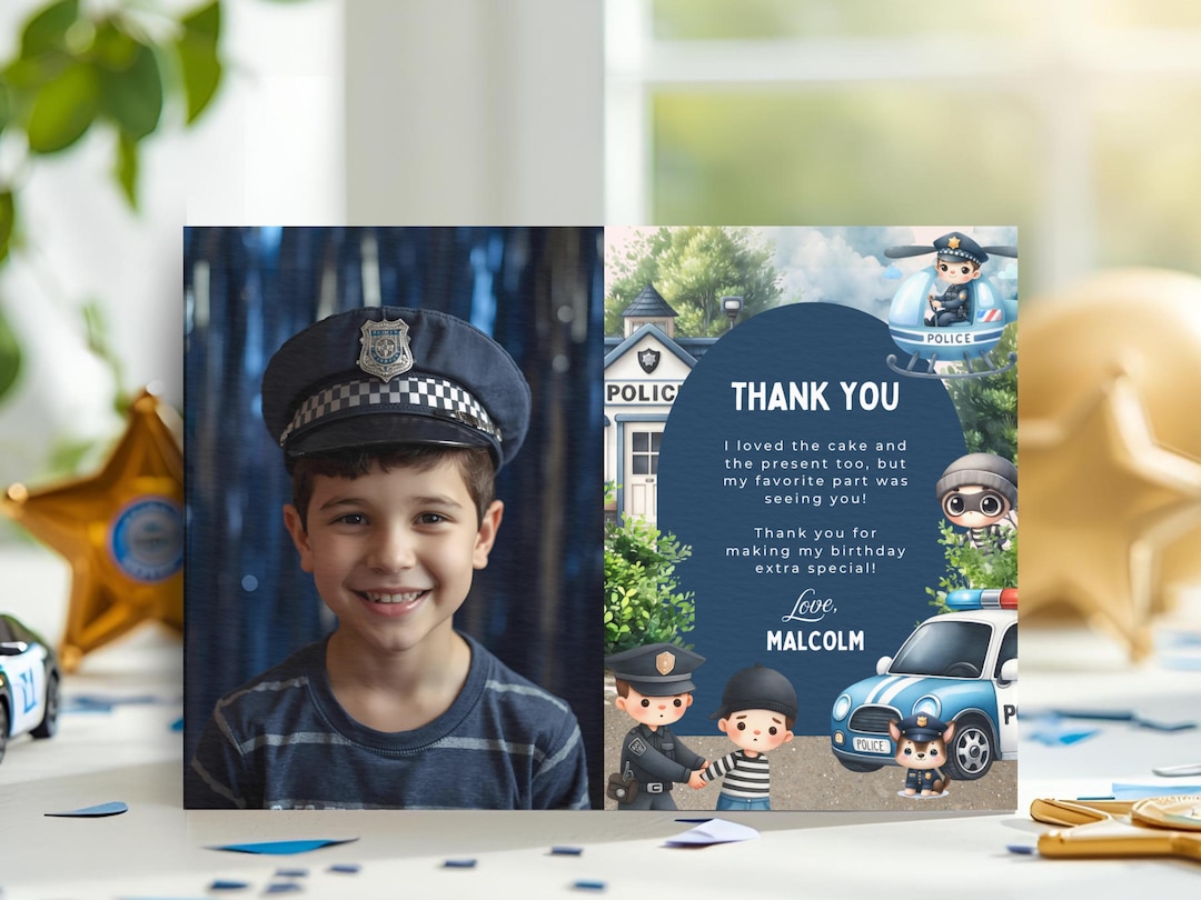 Editable Police Thank You Card Template Canva, Printable Officer ...