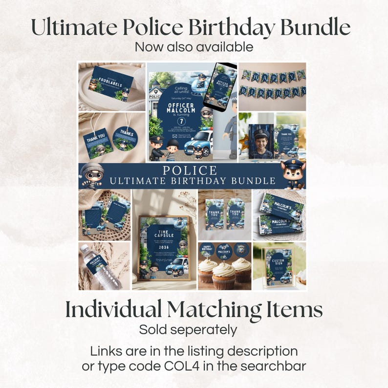 Police Birthday Invitation Template Cop Invite Editable Kids Party ...