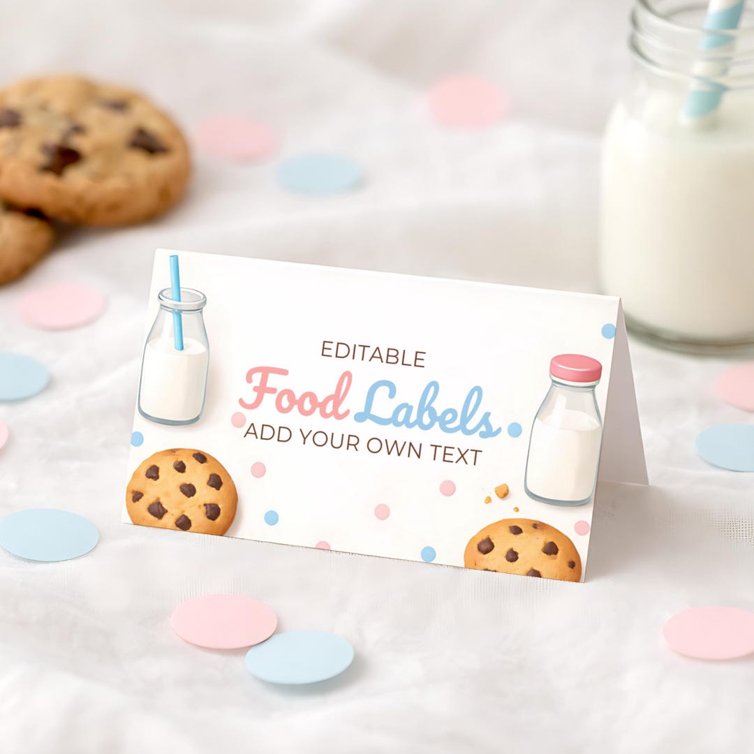 Milk and Cookies Food Label Template Canva, Printable Twins Birthday ...