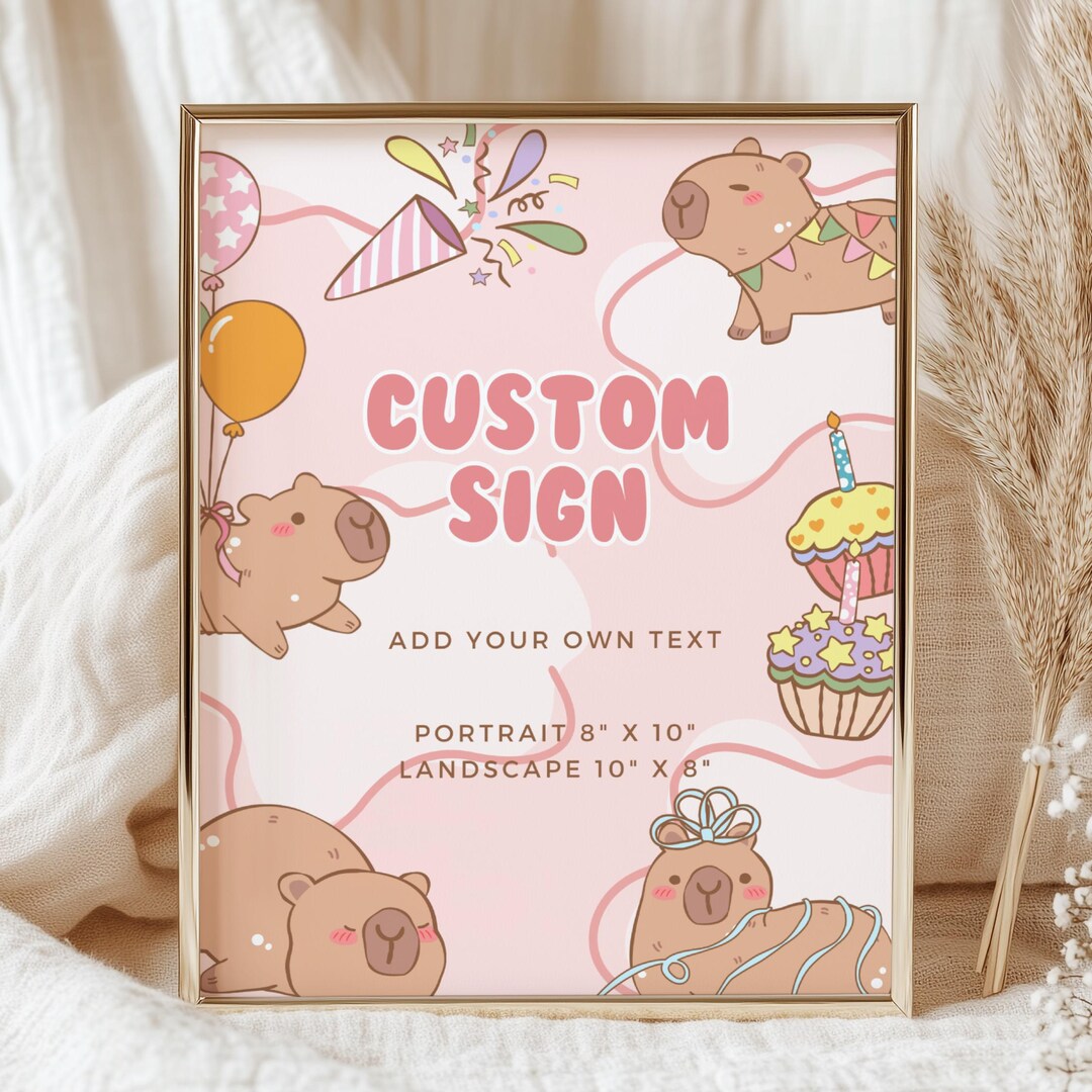 Capybara Custom Birthday Sign Template, Capy Birthday Editable Portrait ...