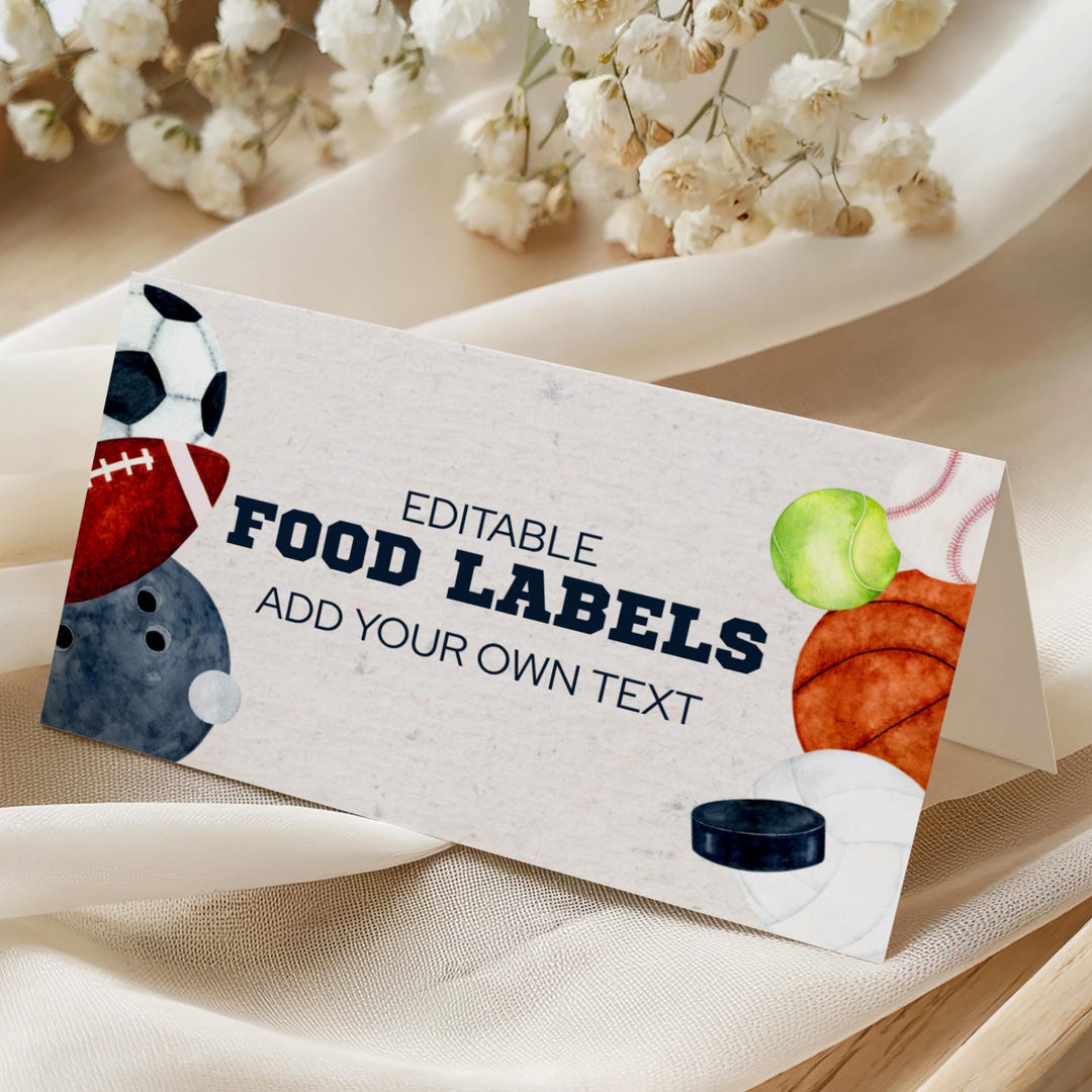 Ball Sports Label Template Canva, Printable Baseball Tennis Drinks ...