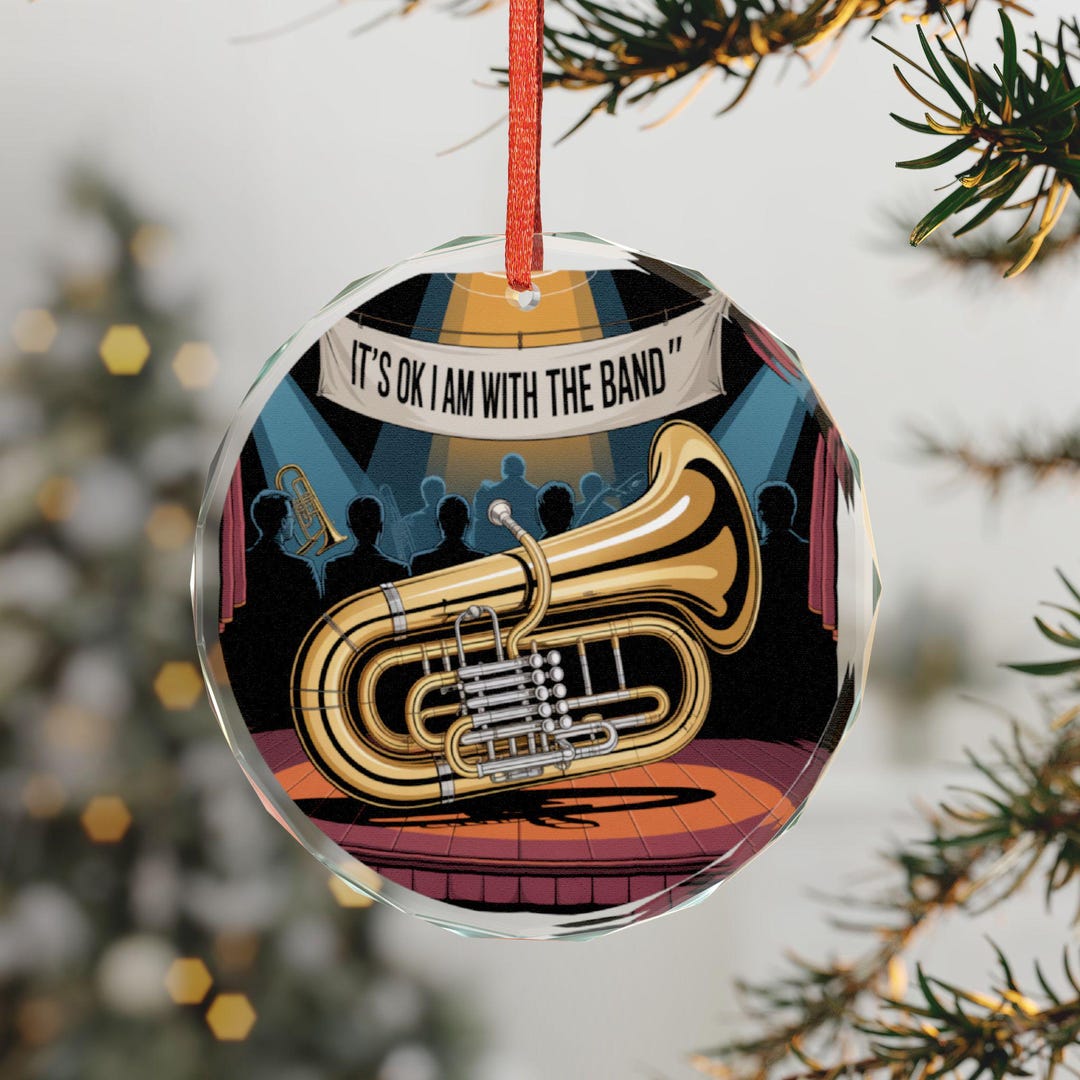 Tuba Stage Illustration Crystal Glass Ornament | Band Music Holiday ...