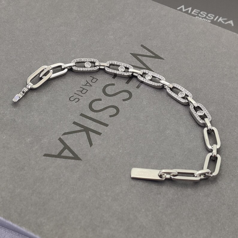 Messika Silver Jewelry,three-diamond Slidable Bracelet,polished-surface ...