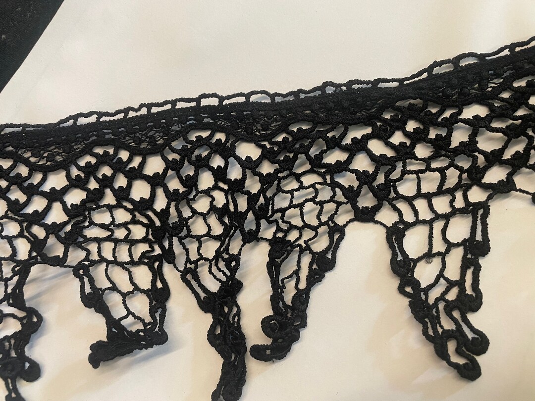 Black Cotton Delicate Fringe Crochet Lace Trim 5.5 - Etsy