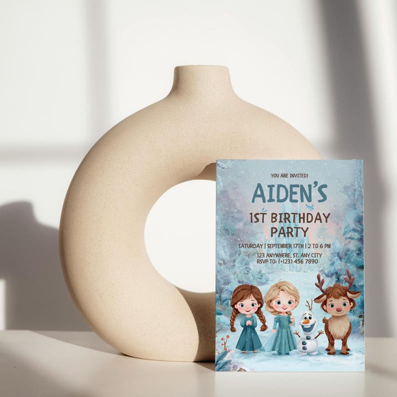 1st Birthday Party Invite, Fairy Tale Snow Theme, Editable Printable Invitation,frozen Winter ...