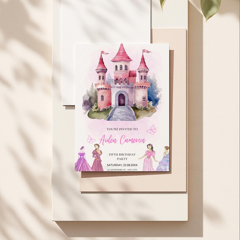 Girls Birthday Party Invite, Princess Castle Birthday Invitation ...