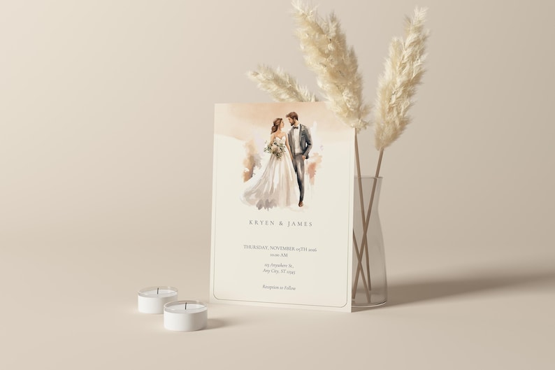 Watercolor Bride and Groom Wedding Print, Romantic Couple Wall Art ...