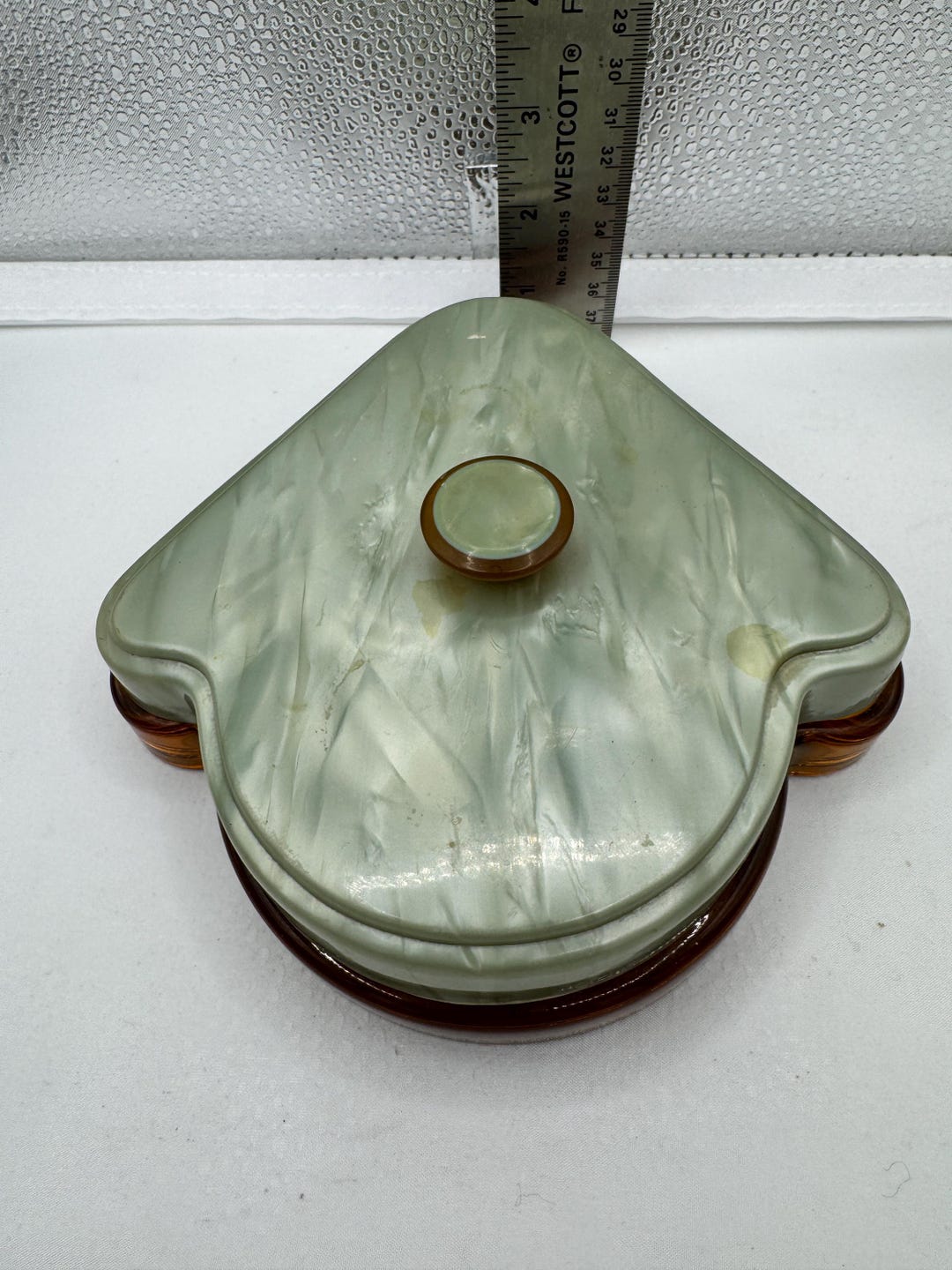 Vintage Art Deco Celluloid Vanity Box With Amber Glass Base - Etsy