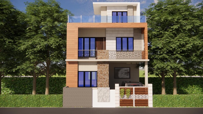 25x45 Feet House Plan | 2D Floor Plan With Dimensions + Door Window ...