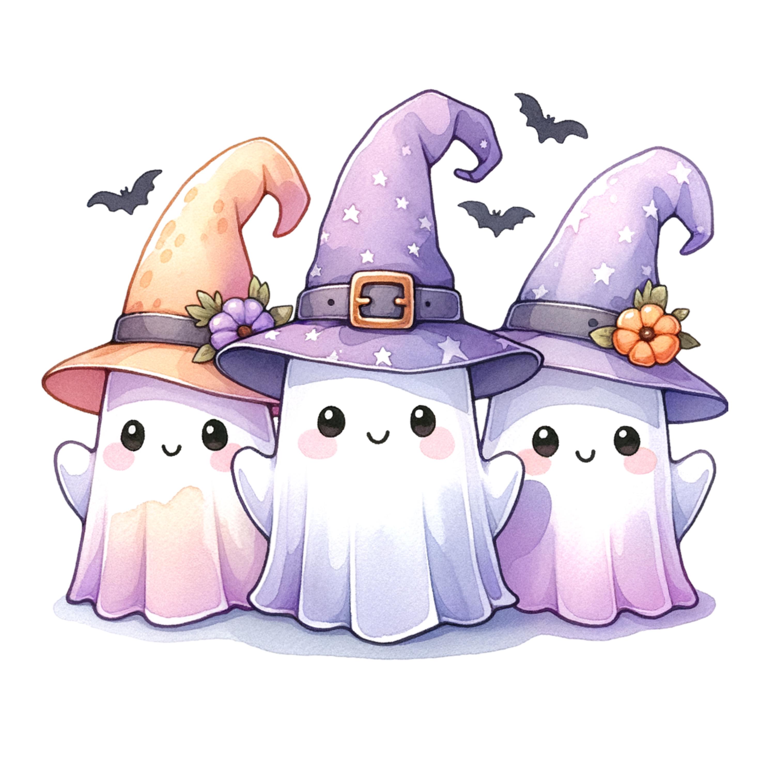 Kawaii Ghost PNG Clipart: Pastel Halloween Sticker Design - Etsy