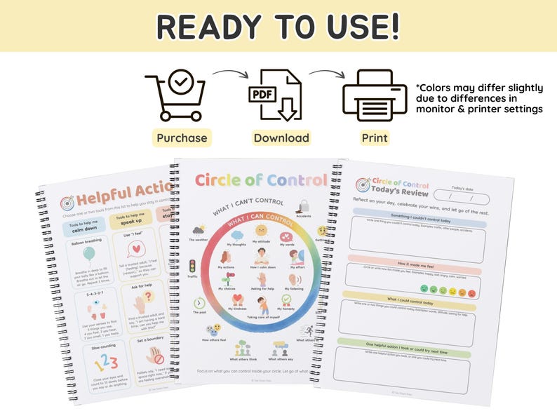 Circle of Control Kids Worksheets: A Tool for Emotional Regulation and ...