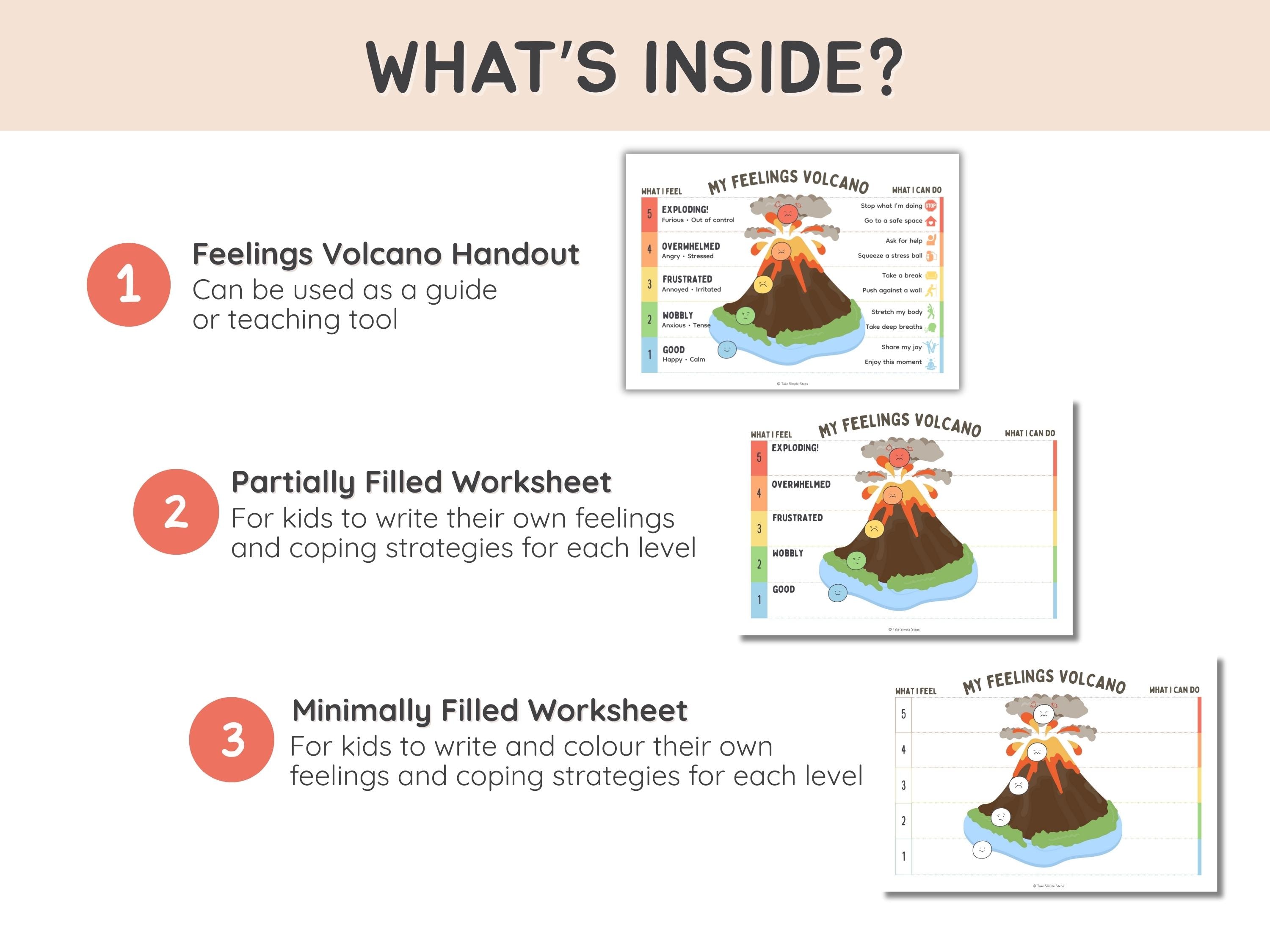Feelings Volcano Chart for Kids Anger Management and Emotional ...