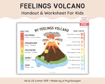Printable Feelings Volcano Chart for Kids Anger Management, Emotional ...