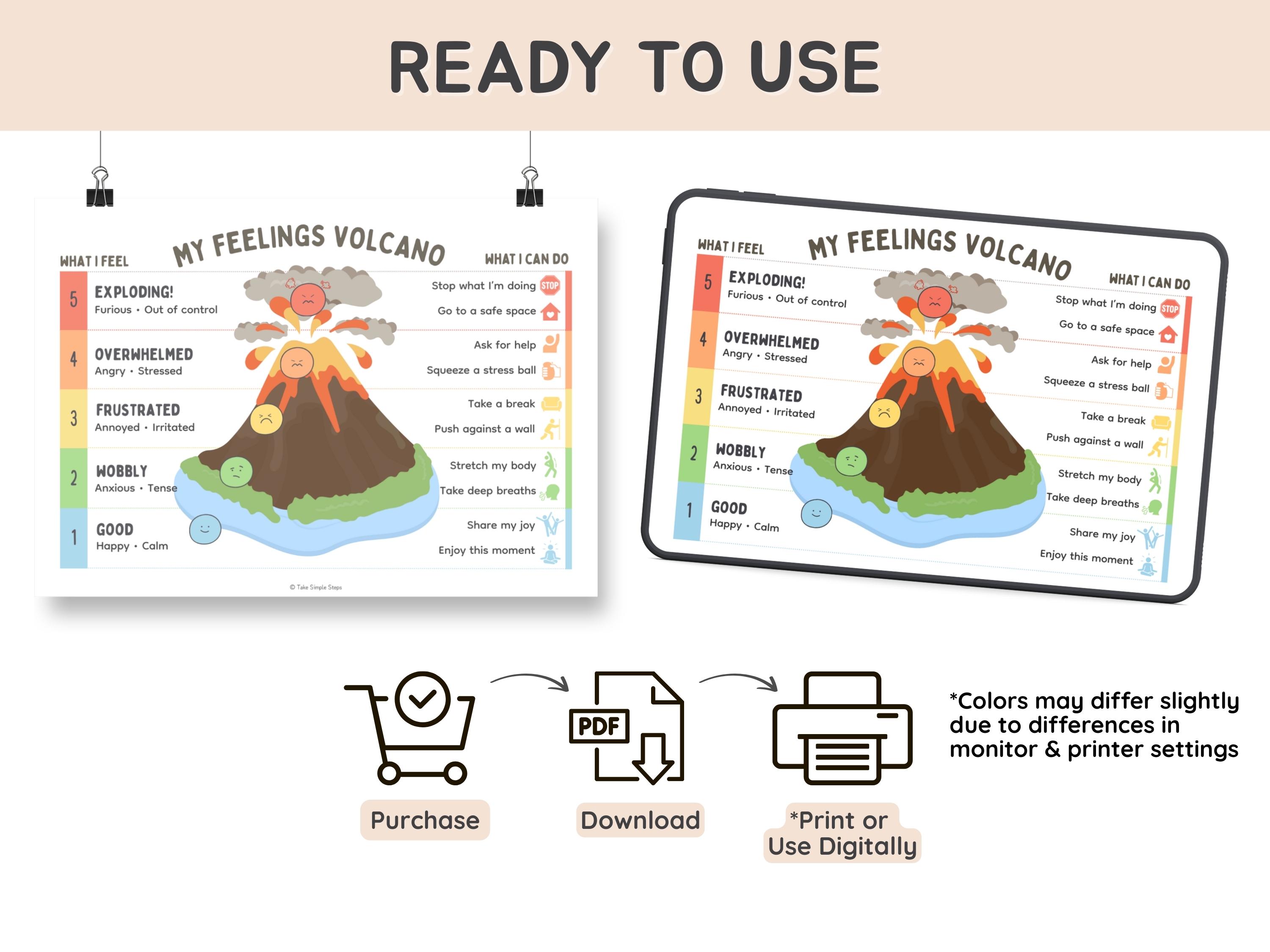 Feelings Volcano Chart for Kids Anger Management and Emotional ...