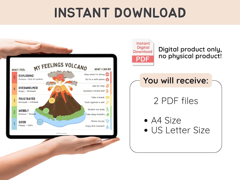Feelings Volcano Chart for Kids Anger Management and Emotional ...