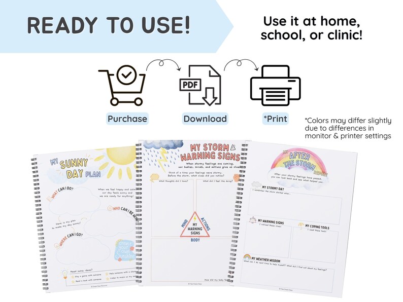 Printable Kids Feelings Weather Emotions Worksheets and Handouts for ...