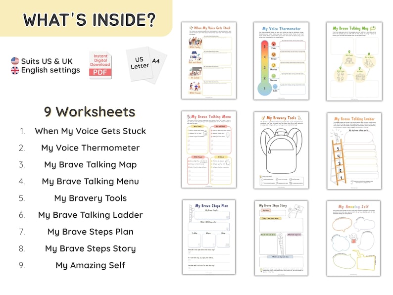 Selective Mutism Therapy Worksheets for Children - Etsy