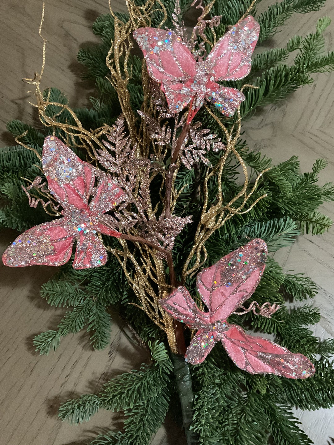 Christmas Tree Topper or Instant Centerpiece Pink Jeweled Butterflies ...