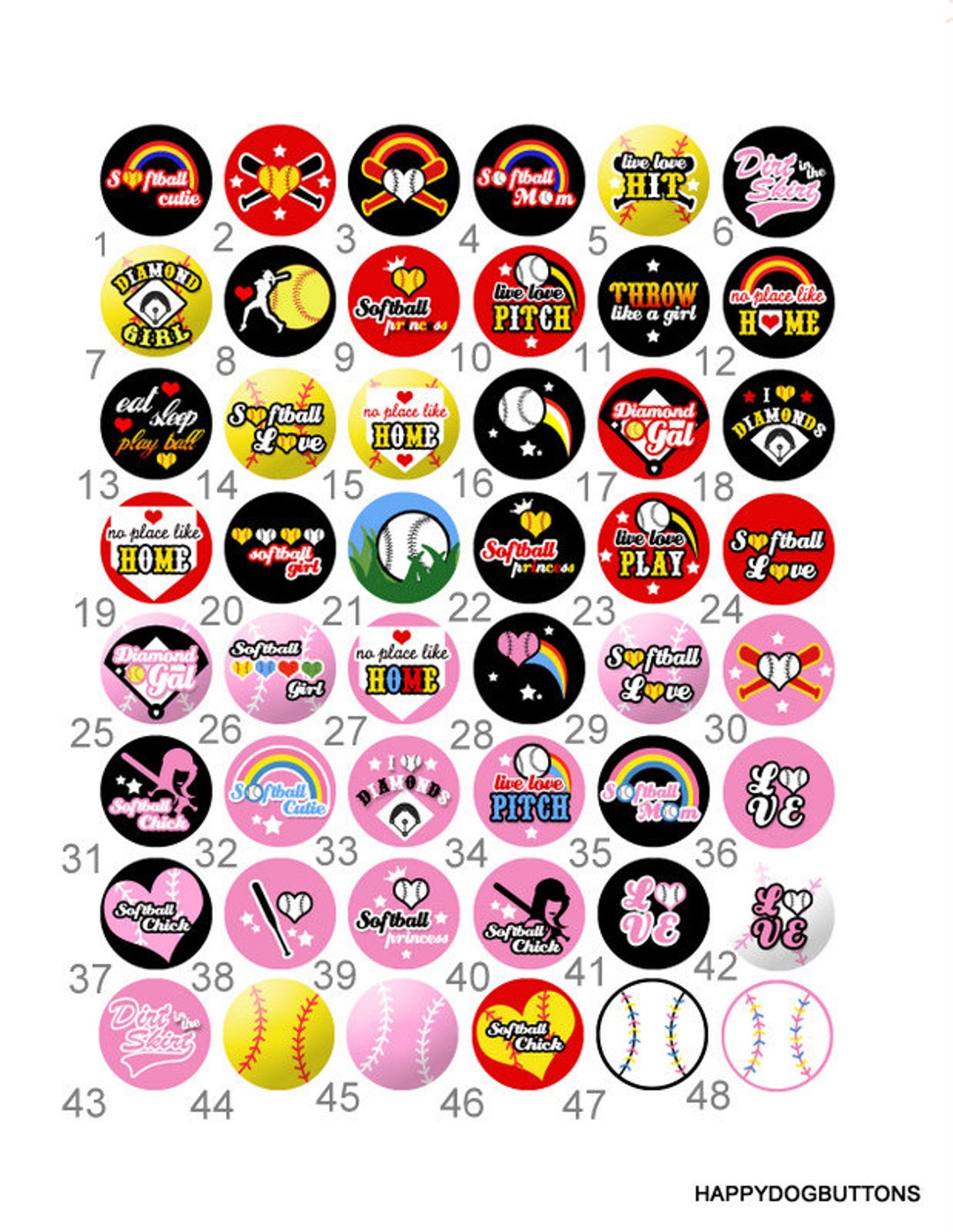 Softball Baseball Team Pinback Button Badge 1 Inch Set of 10 - Etsy