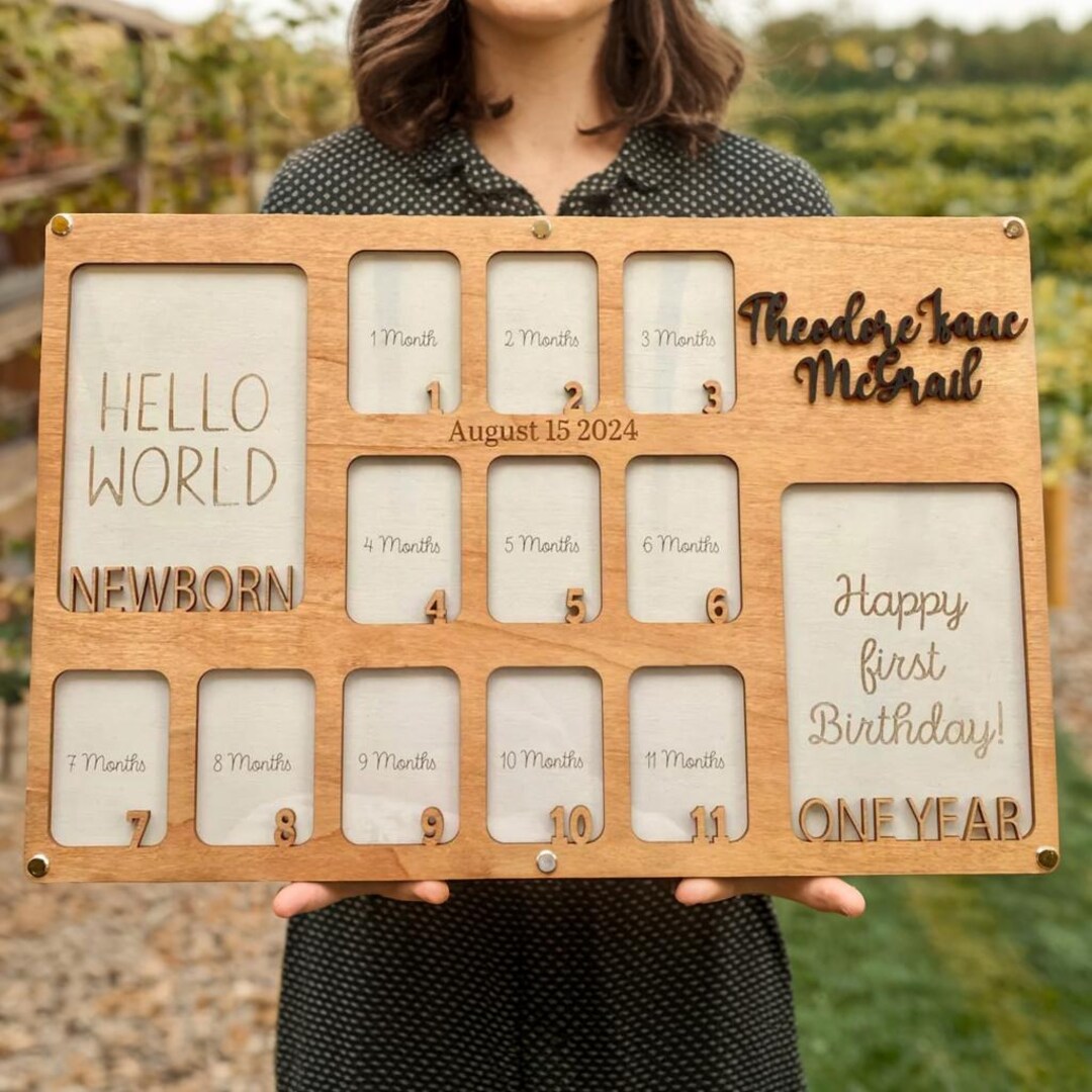 Personalized Baby First Year Photo Frame, Newborn to One Year Photo ...