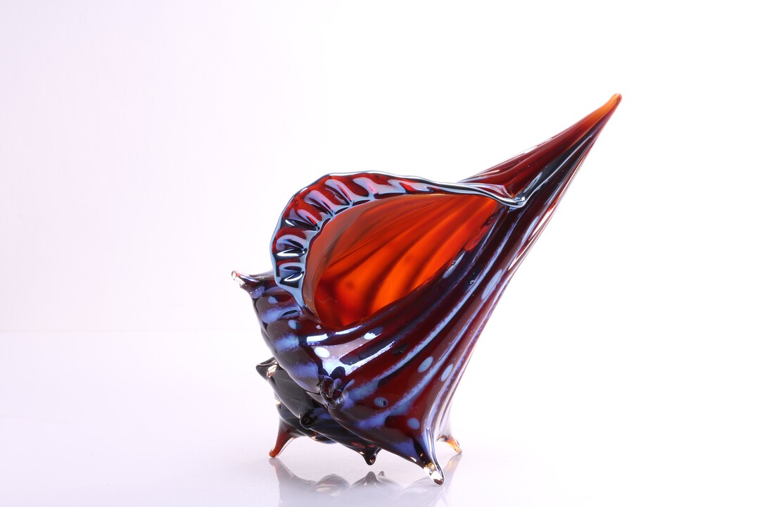 Electric Red Hand Blown Glass Sea Shell - Etsy