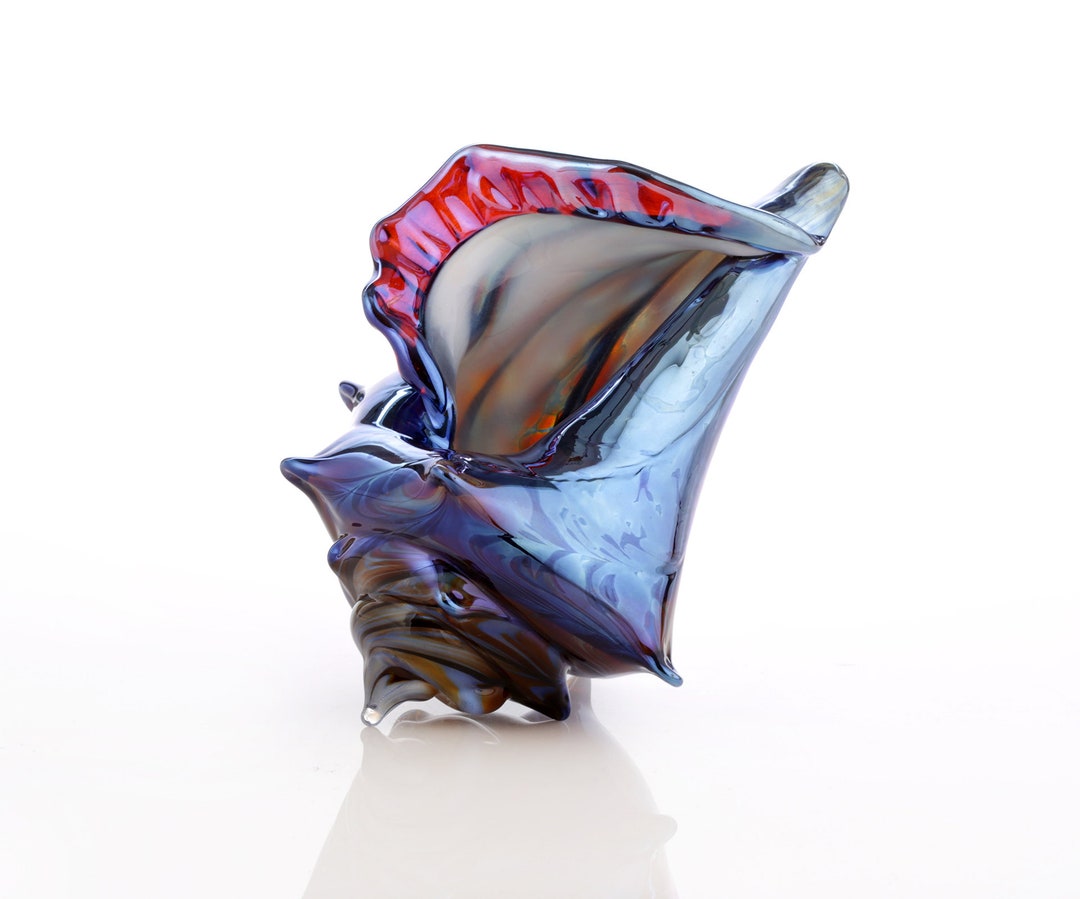 Silver Blue Conch Shell, Hand Blown - Etsy