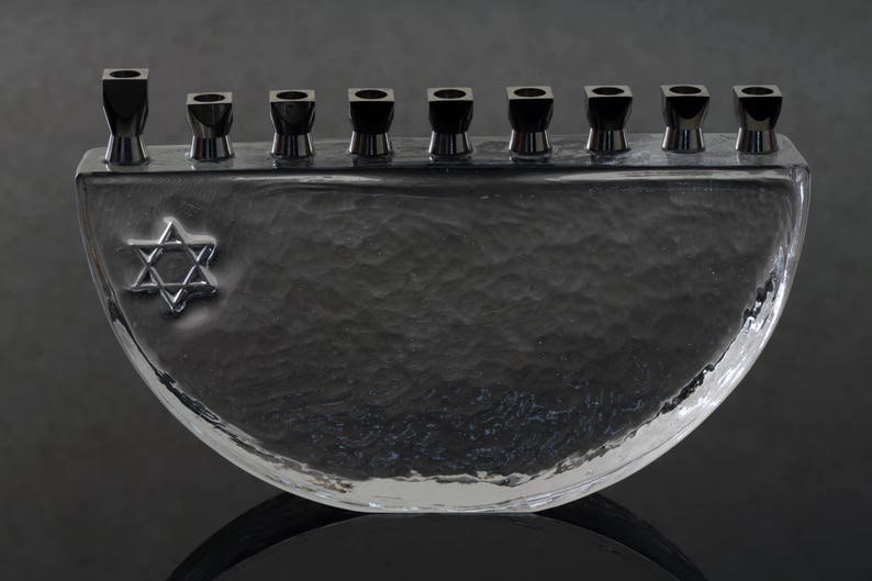 Menorah Blow Glass Clear Hanukah - Etsy