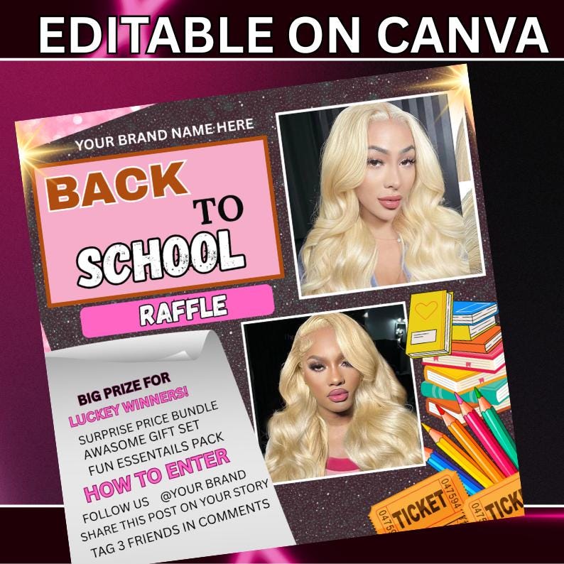 Back to School Raffle Flyer Template: August Giveaway (1080x1080 Px ...