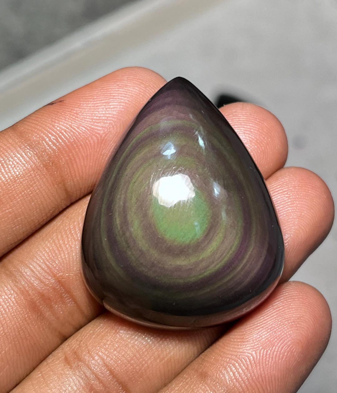 Rainbow Obsidian Cabochon, Natural Gemstone, Pear Shape (40x31x12 Mm ...