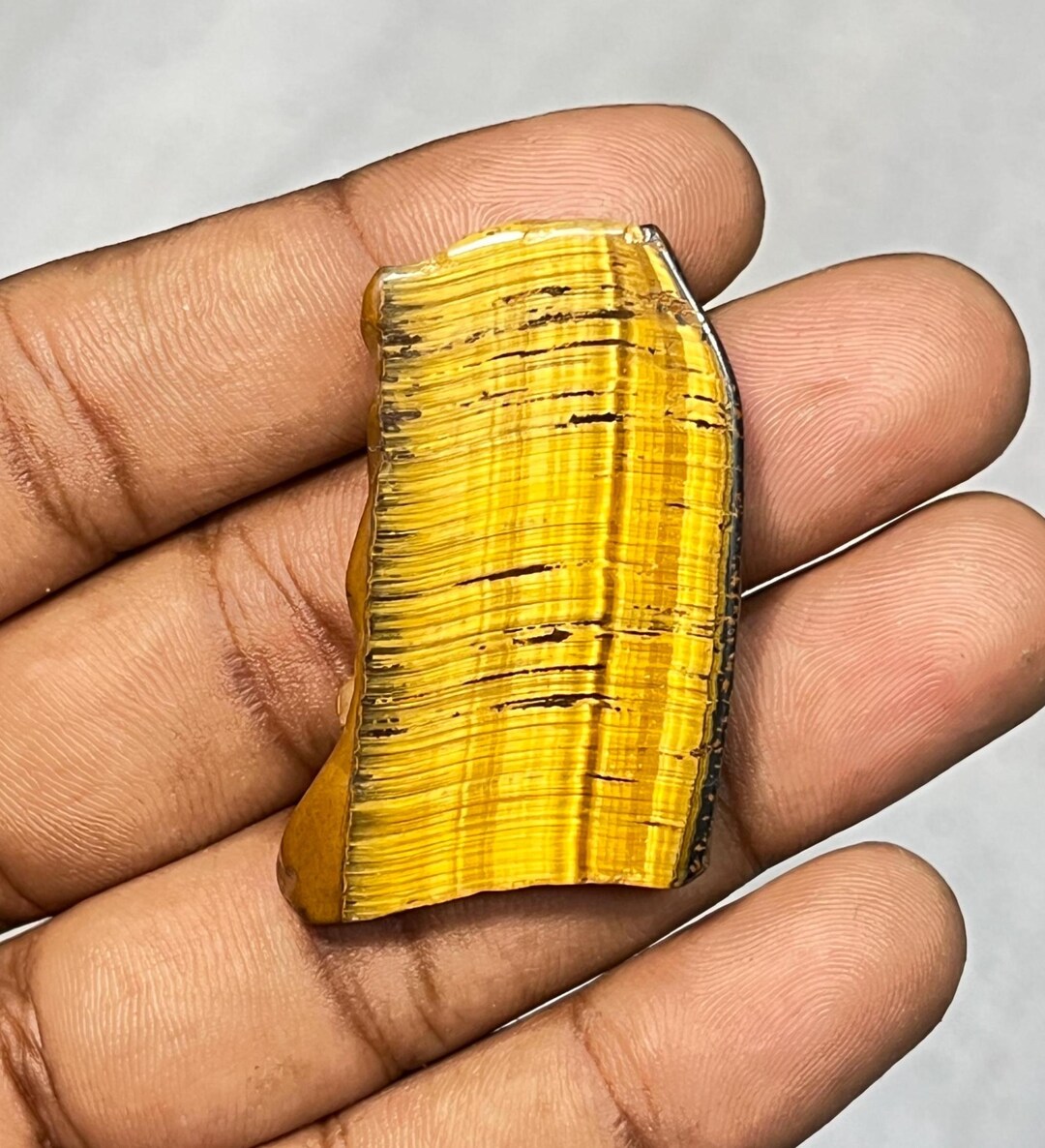 Tiger Eye Slice: Natural Gemstone Yellow Tiger Slice Loose Gemstone ...