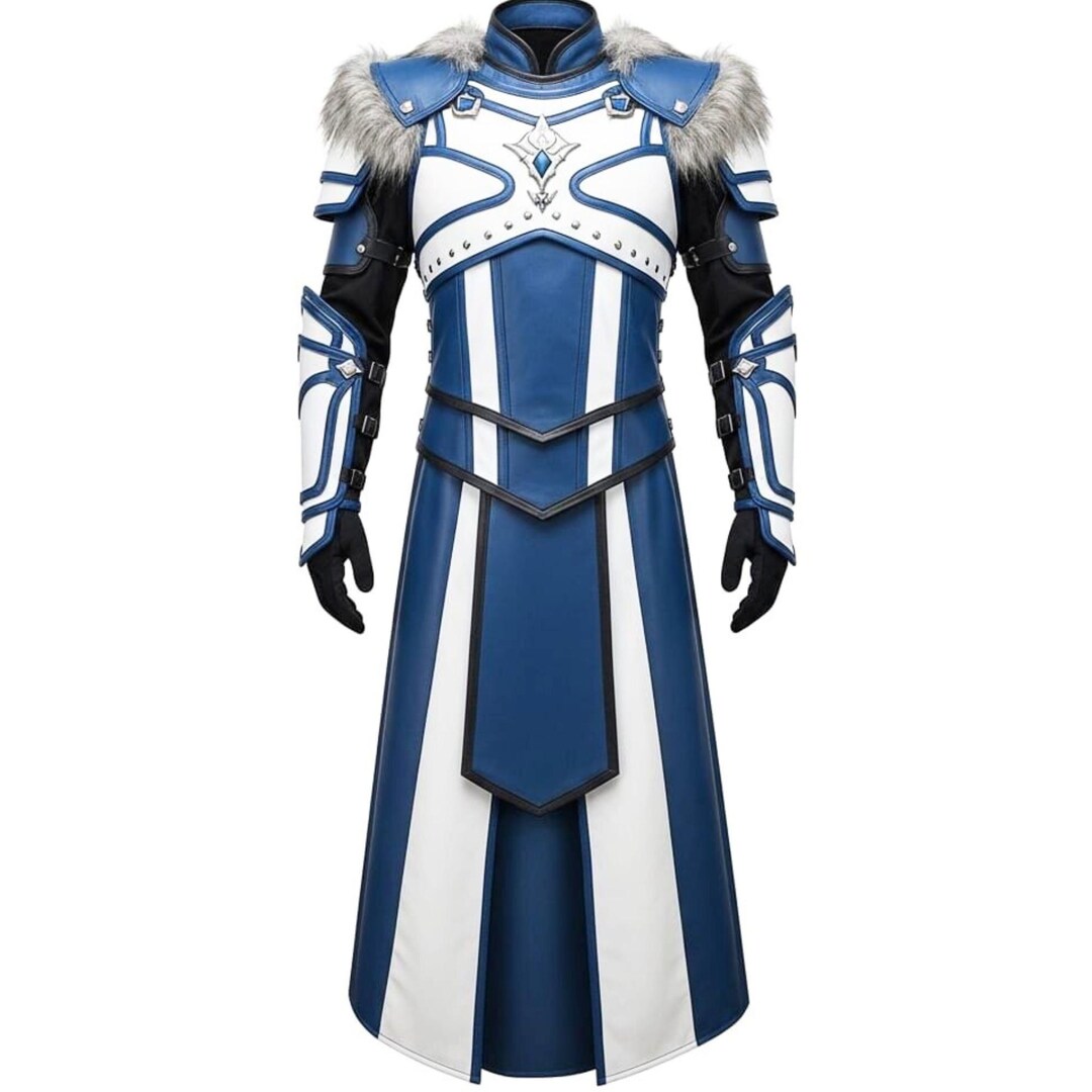 Genuine Leather Paladin Knight Armor: Blue & White Cosplay Costume - Etsy