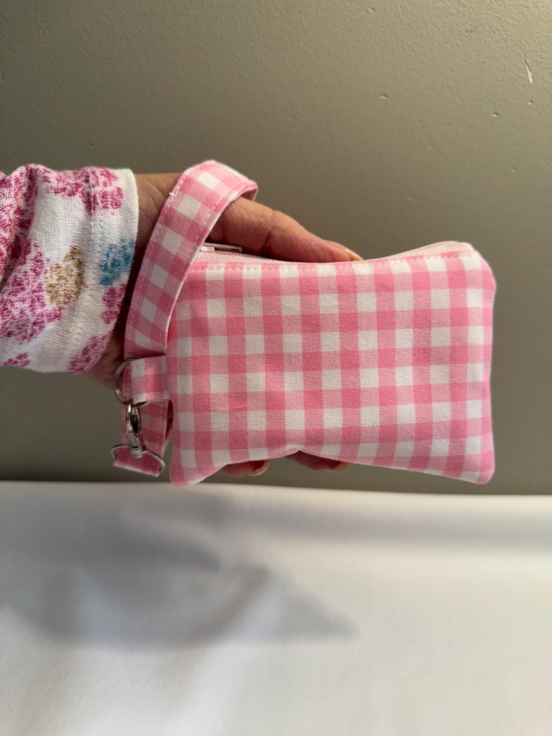 Pink and White ID Wallet. Pink Gingham Card Wallet. Pink and White ...