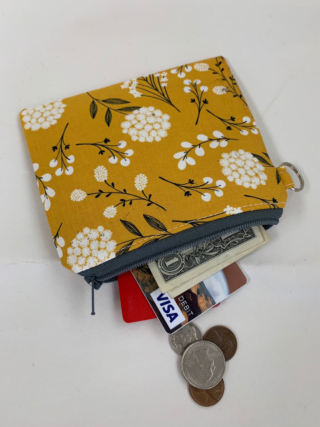 Gold Floral Small Zipper Pouch//coin Pouch//accessory Pouch - Etsy