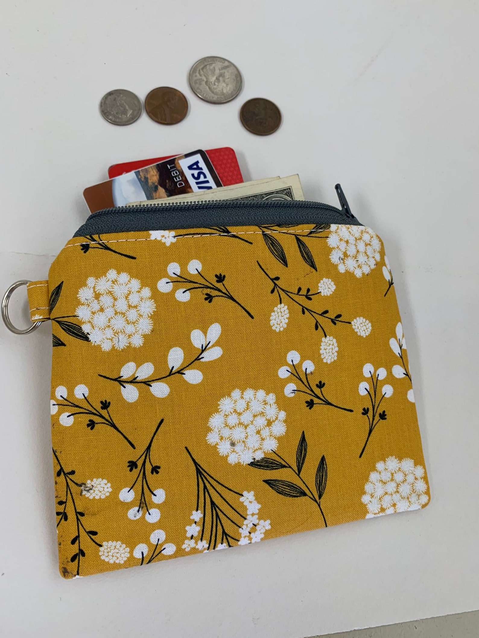 Gold Floral Small Zipper Pouch//coin Pouch//accessory Pouch - Etsy