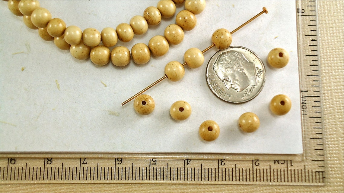 20 Bone 6mm Round Tea Dyed Brown Tan Beads Natural Genuine | Etsy