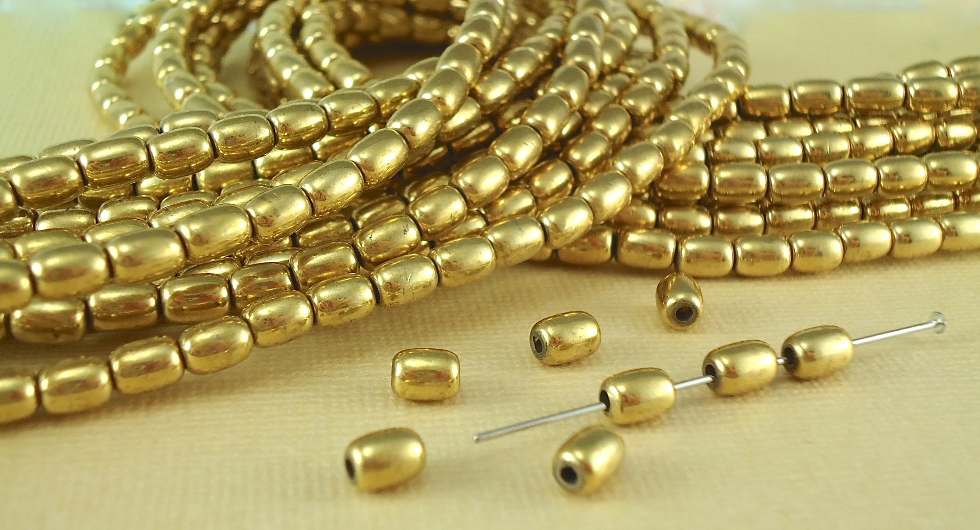 50 Brass Metal Oval Rice Beads 4mm X 6mm Plain Spacer Bracelet - Etsy