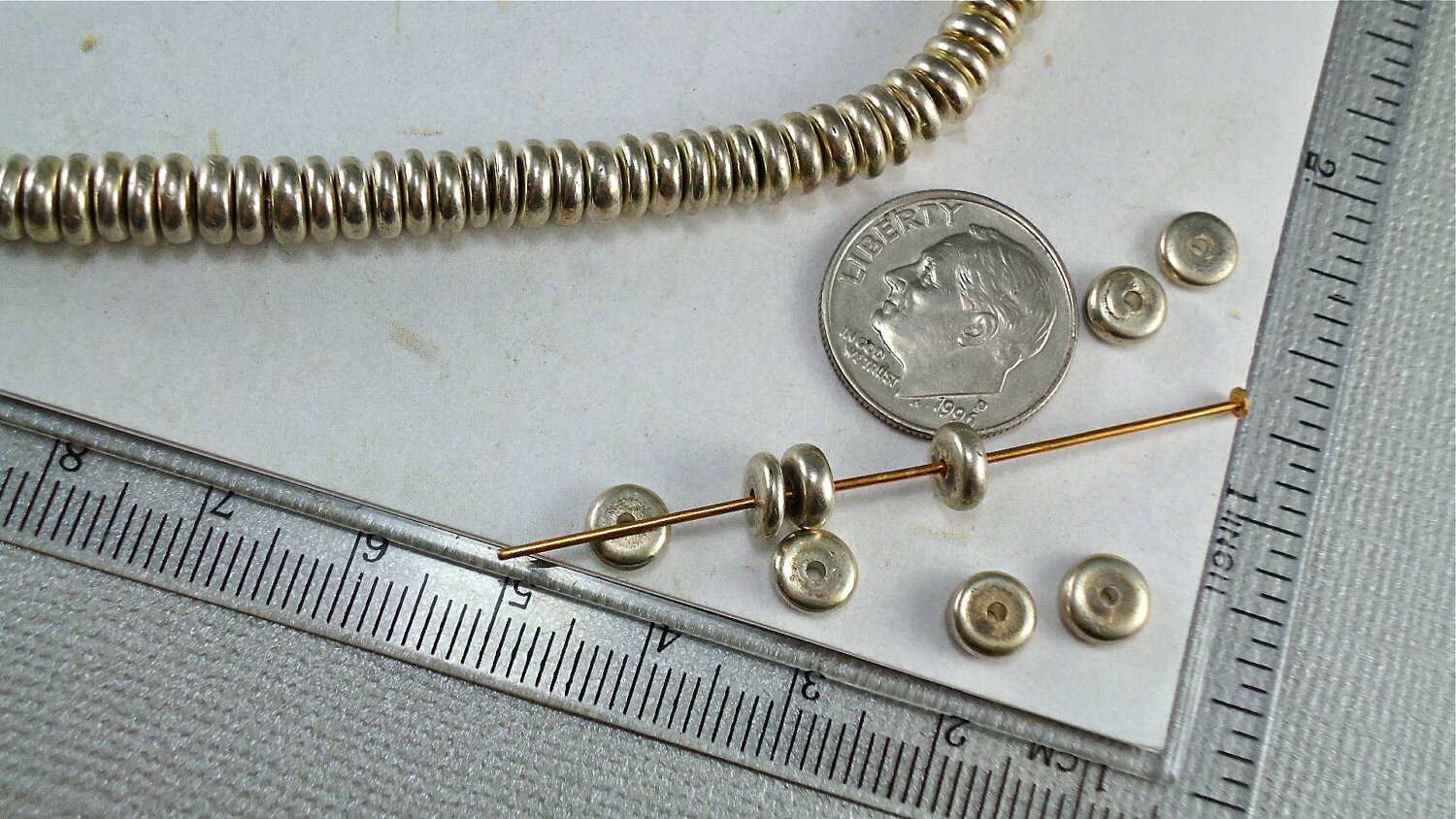 40 Silver Plated Brass 6mm Spacer Disk Heishi Disc Flat Shiny | Etsy