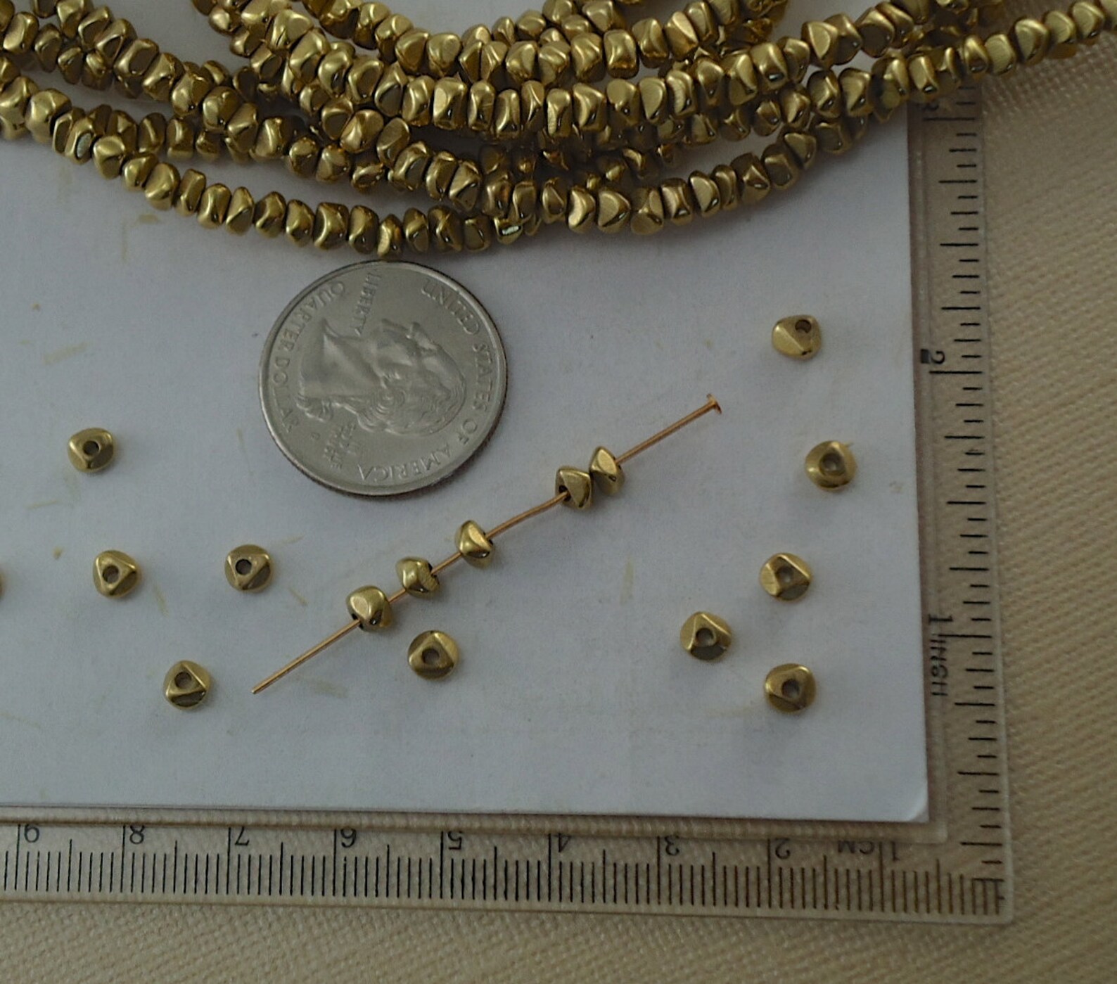 20 Brass Spacer Disk 4mm Faceted Nugget Chip Beads Diamond Cut - Etsy