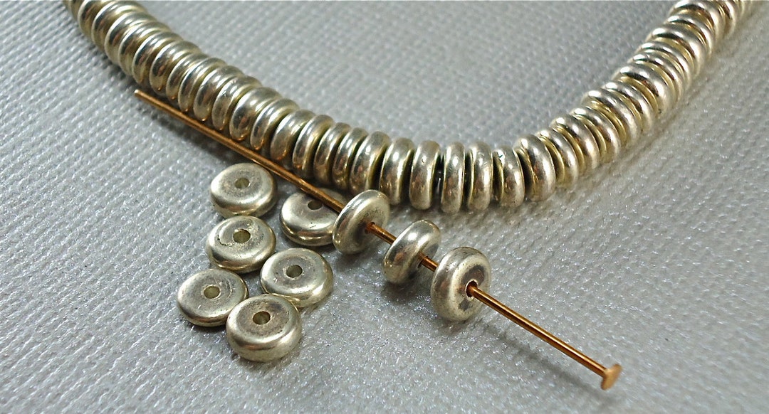 40 Silver Plated Brass 6mm Spacer Disk Heishi Disc Flat Shiny - Etsy