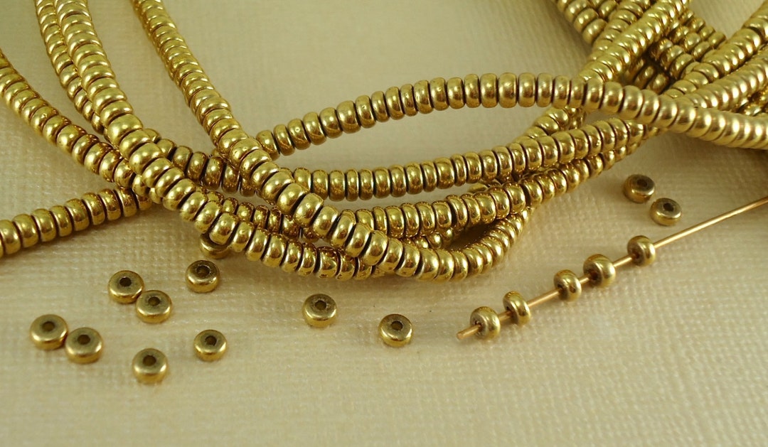 40 Brass Spacer Disk 3mm Heishi Disc Saucer Beads From India Tiny Small ...