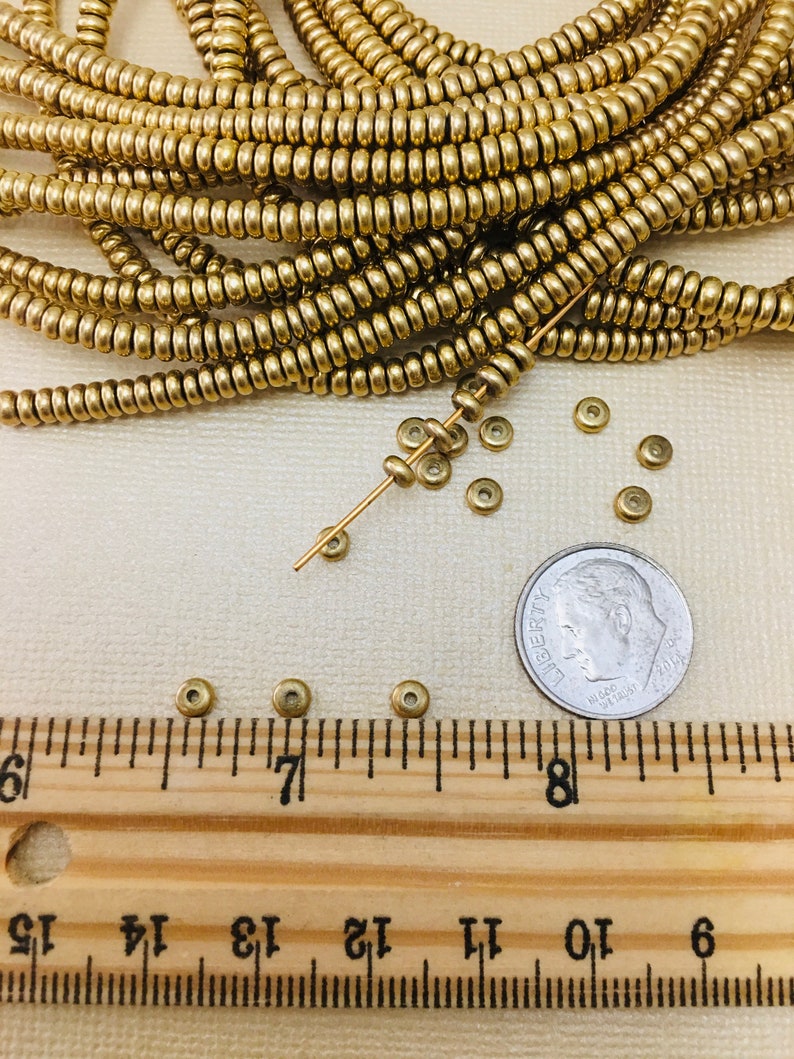 40 Brass Spacer 4mm Disk Heishi Rondelle Disc Saucer Beads From India ...