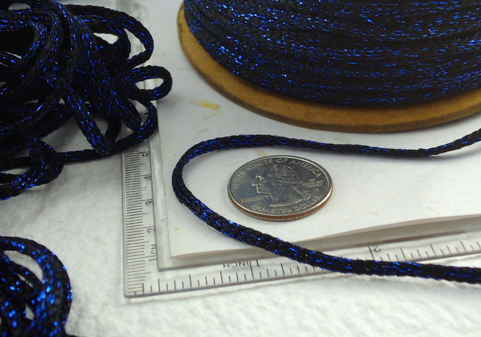 12yds String Blue and Black Jewelry Cord Sparkly Glitter Lace - Etsy