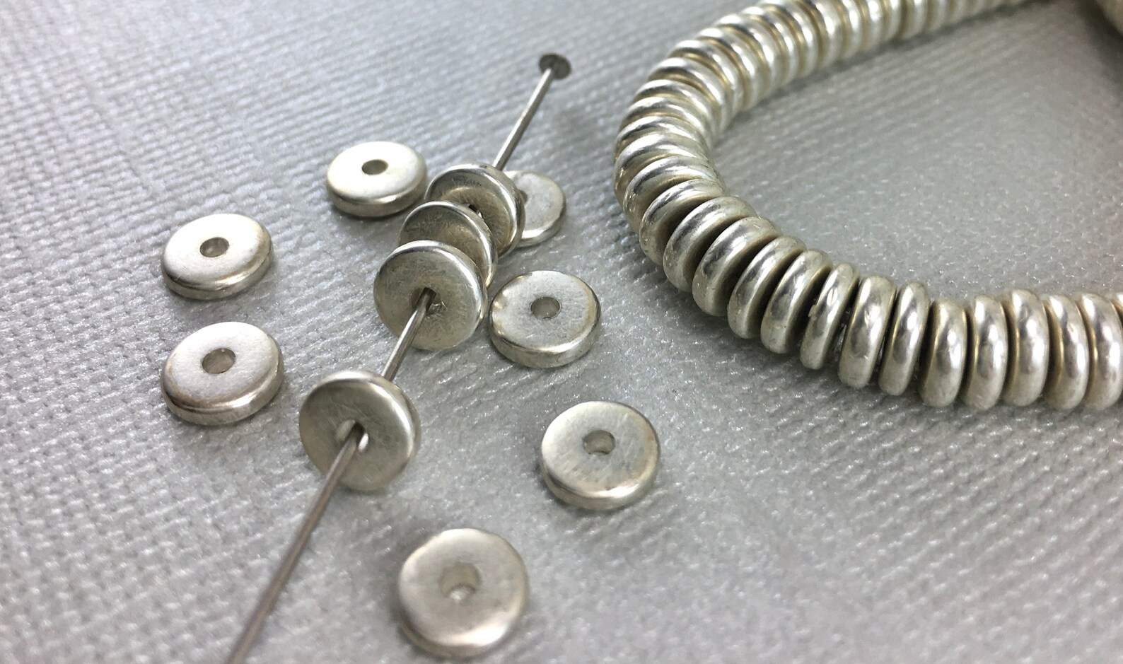 40 Silver Plated Brass 6mm Spacer Disk Heishi Disc Flat Shiny Metal ...