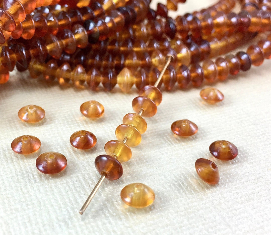 20 Natural Horn Beads Golden Brown Color 6mm X 4mm Polish Shine Spacer ...